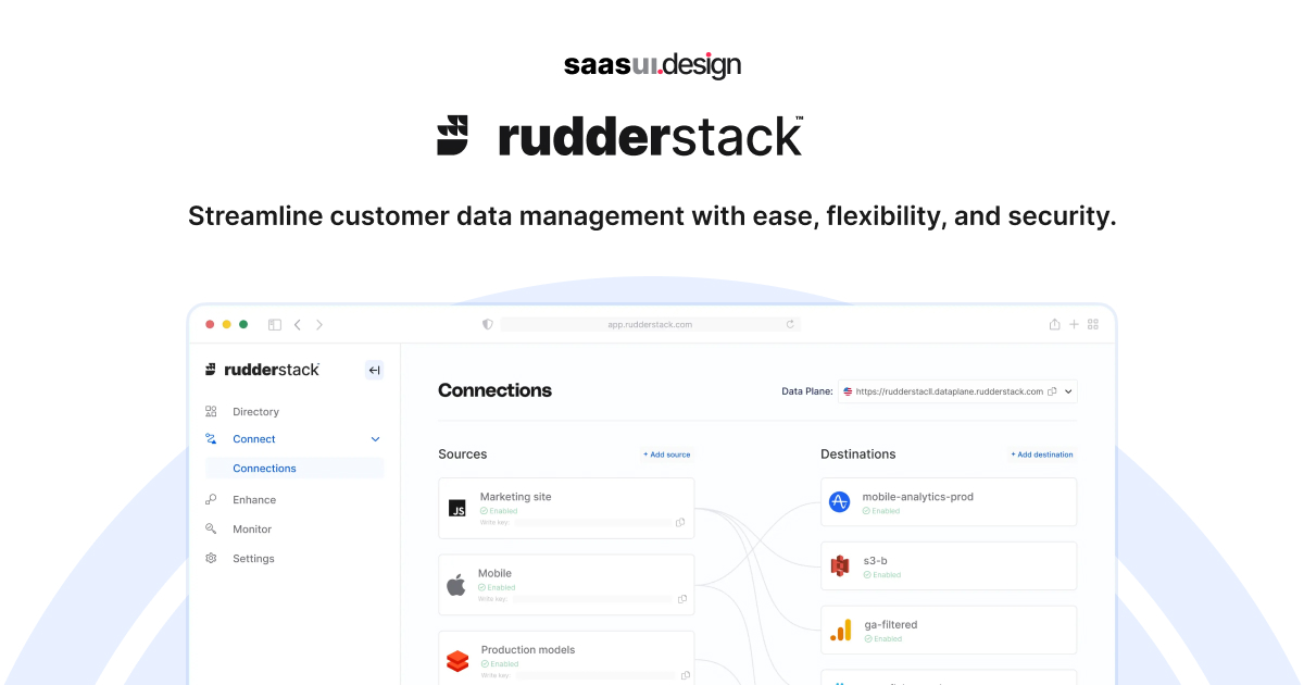 Rudderstack | UI, UX Design | SaaS | Application Design | saas ui